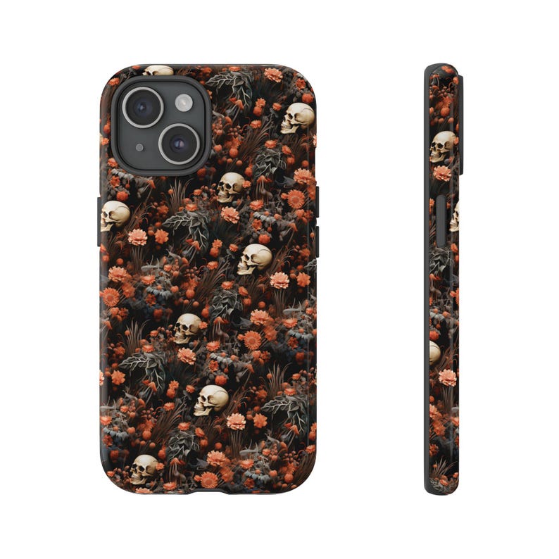 3D Skull & Wildflower Phone Case | Dark Gloomy Vibrant Floral Flowers ...