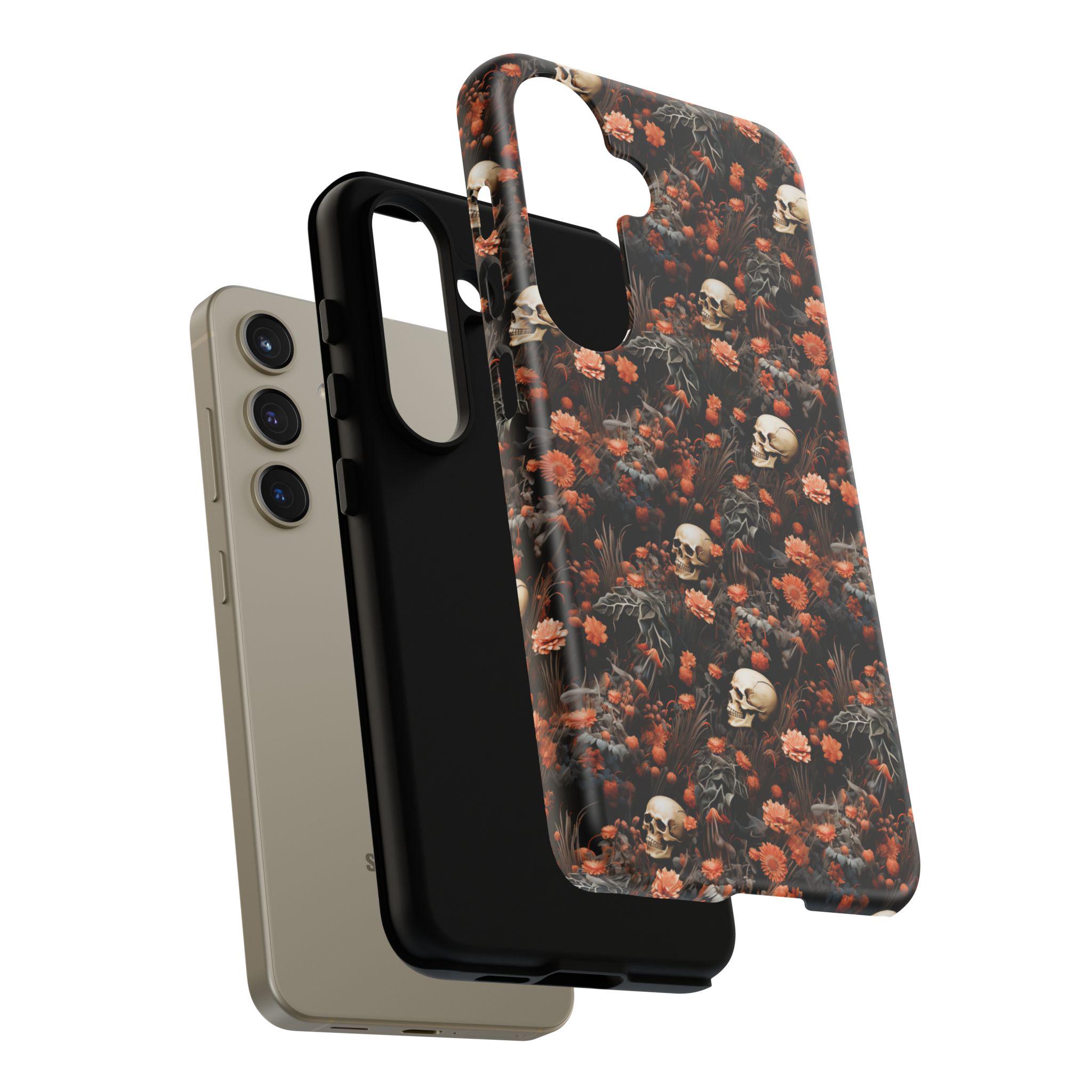 3D Skull & Wildflower Phone Case | Dark Gloomy Vibrant Floral Flowers ...