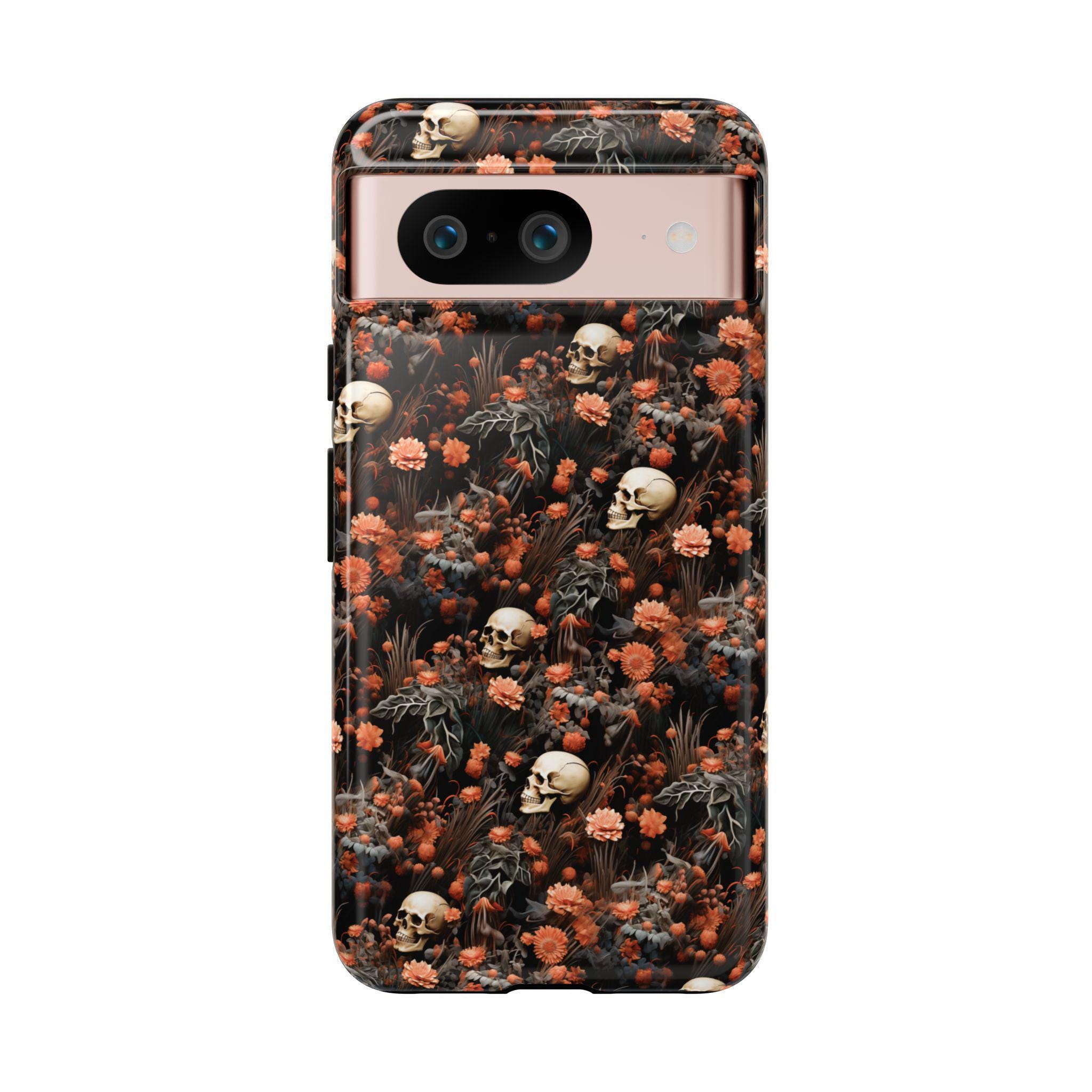 3D Skull & Wildflower Phone Case | Dark Gloomy Vibrant Floral Flowers ...