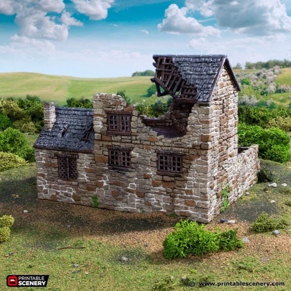 Ruined Medieval Stone Bakers House, Terrain for DND and Tabletop Games ...