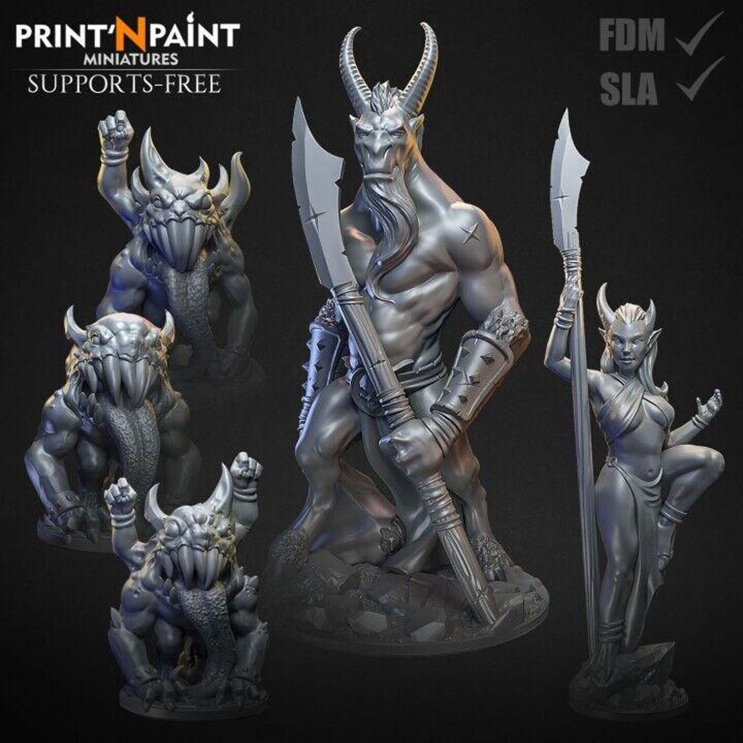 Demon Miniature Bundle, Mini, 0.2mm, Set, FDM, Figurine, DND, Dungeon ...