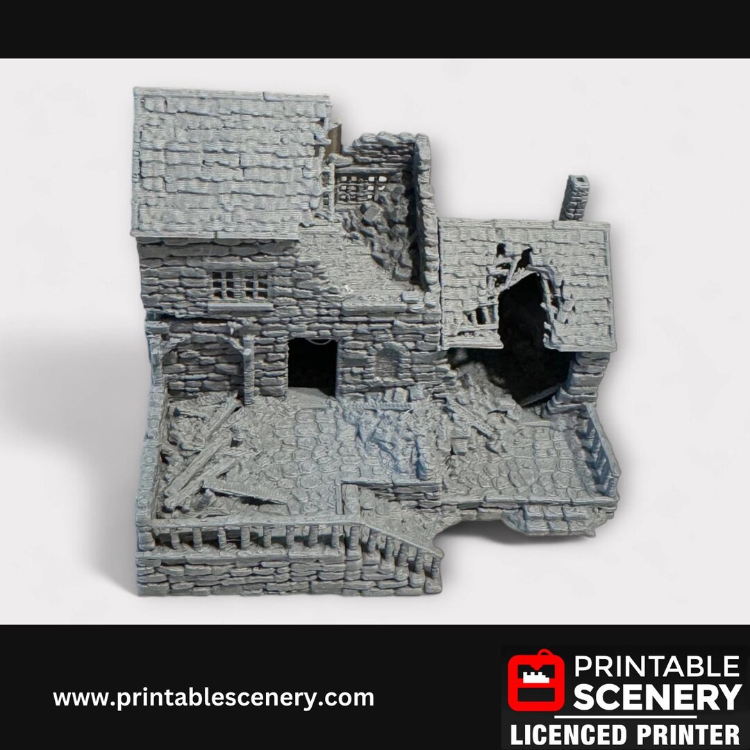 Ruined Medieval Stone Bakers House, Terrain for DND and Tabletop Games ...