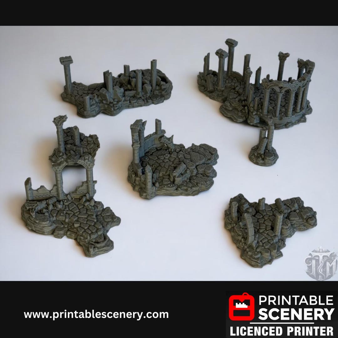 Ancient Ruins Scatter Terrain Set for DND, Roleplay, and Tabletop Games ...