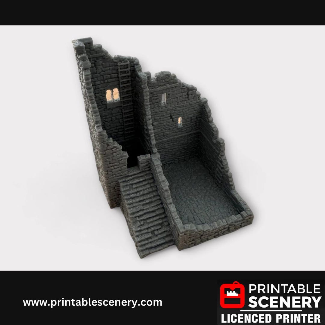 Ruined Medieval Stone Norman Fort, Terrain for DND and Tabletop Games ...