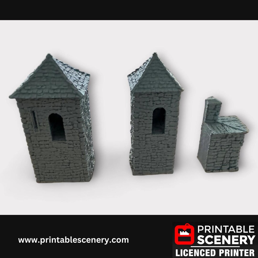 Medieval Stone Castle Wall Corner Tower, Terrain for DND and Tabletop ...