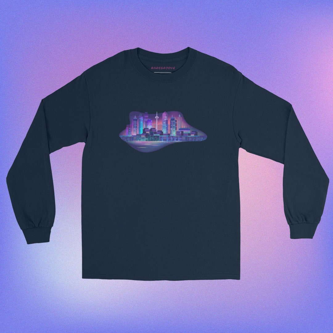 Dusk Cityscape Skyline Long Sleeve Shirt Dreamy Anime - Etsy