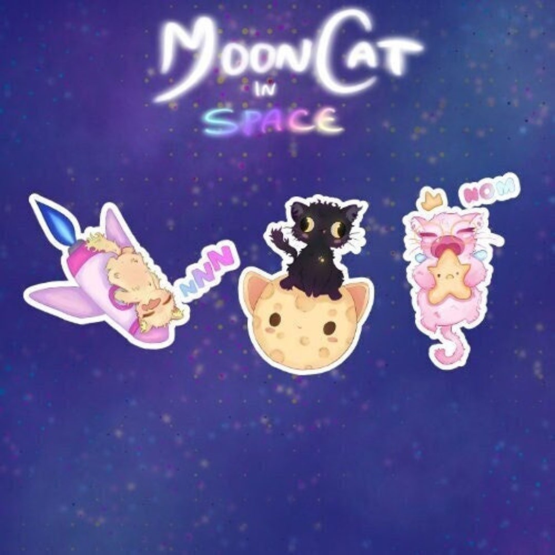 Cute Cats in Space Sticker Set - Cute Cat Stickers - Vinyl Glossy ...