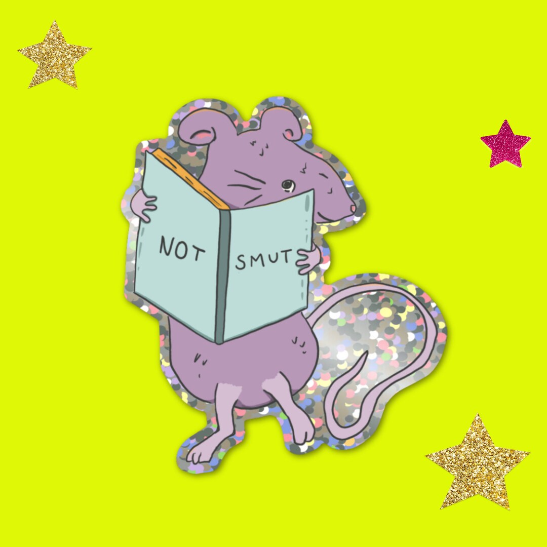 Not Smut Sneaky Reading Rat Sticker Glitter Waterproof Fade-proof Mouse ...
