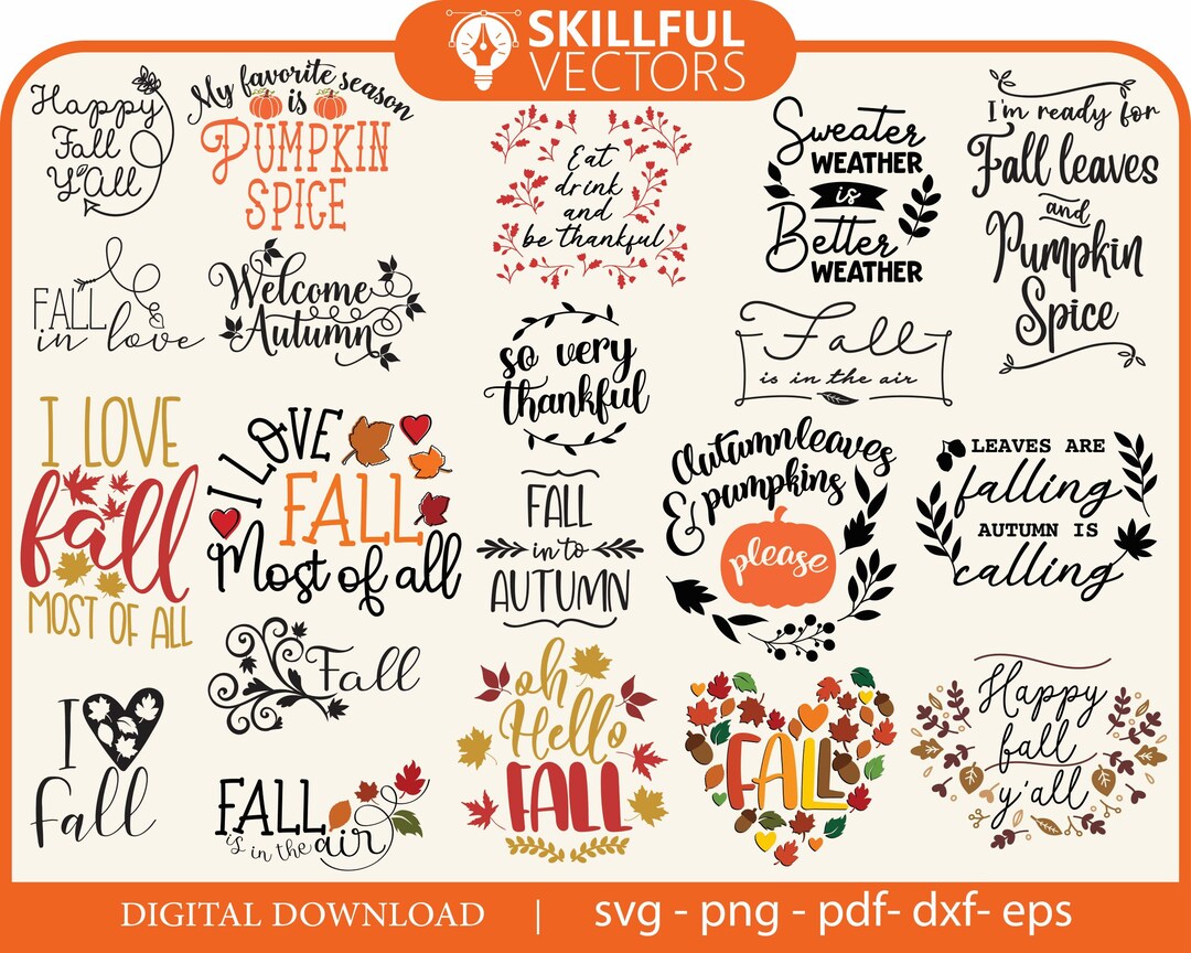 20 Fall Autumn Svg Bundle, Fall Svg, Happy Fall Svg, Fall Svg Bundle ...