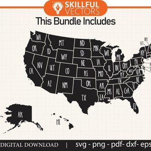 USA States SVG Bundle, 50 States SVG Bundle, Cut Files, Cricut, Clip ...