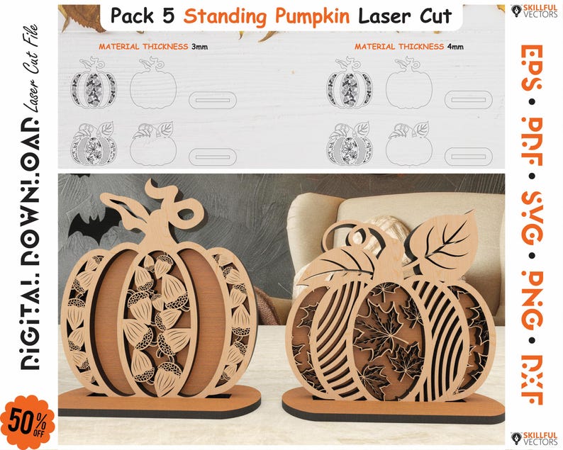 Standing Pumpkin Laser Cut Files: Autumn Tiered Tray SVG (digital ...