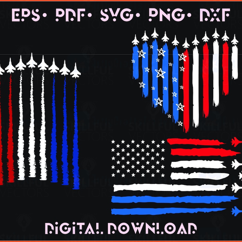 American Flag With Fighter Jets - Etsy