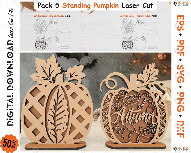 Standing Pumpkin Laser Cut Files: Autumn Tiered Tray SVG (digital ...