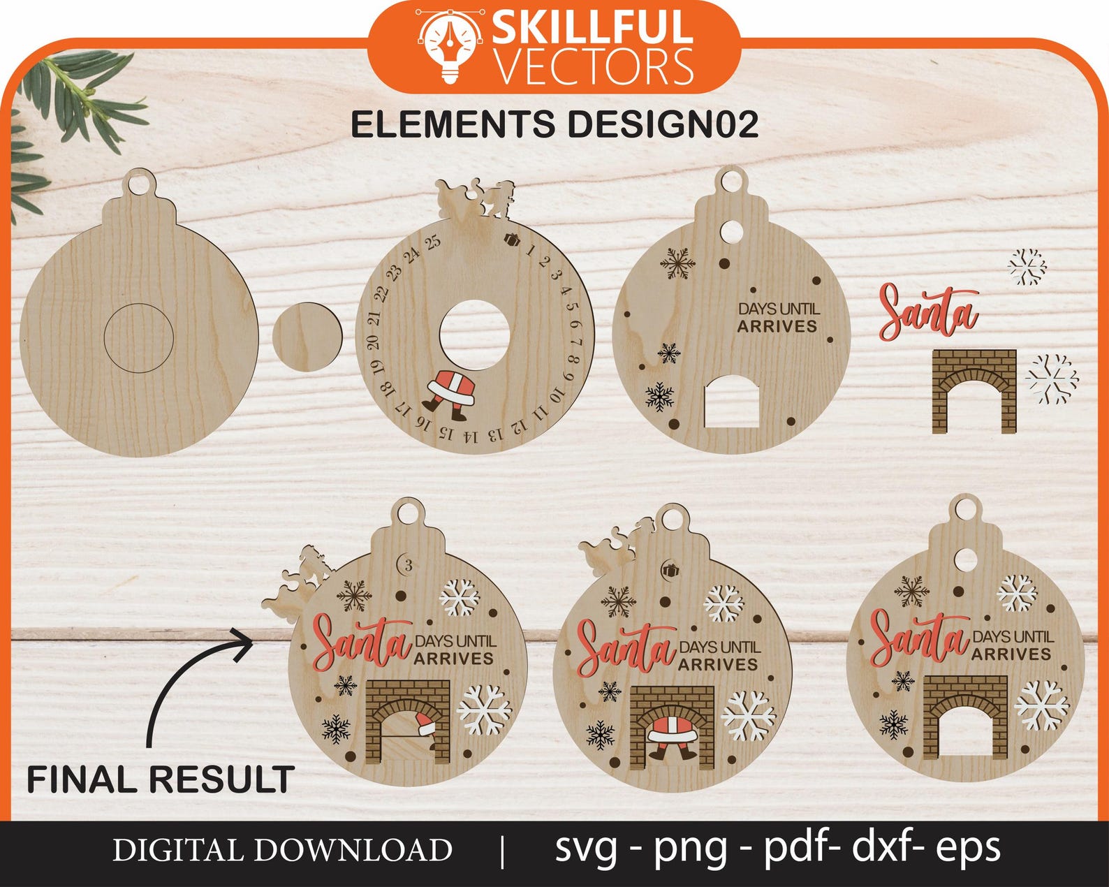 Christmas Countdown Calendar SVG: Farmhouse Laser Cut File (pack 8) - Etsy