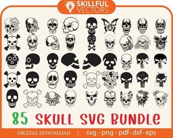Skull Svg Bundle, Skull Png Files, Sugar Skulls Svg, Skull Clipart ...