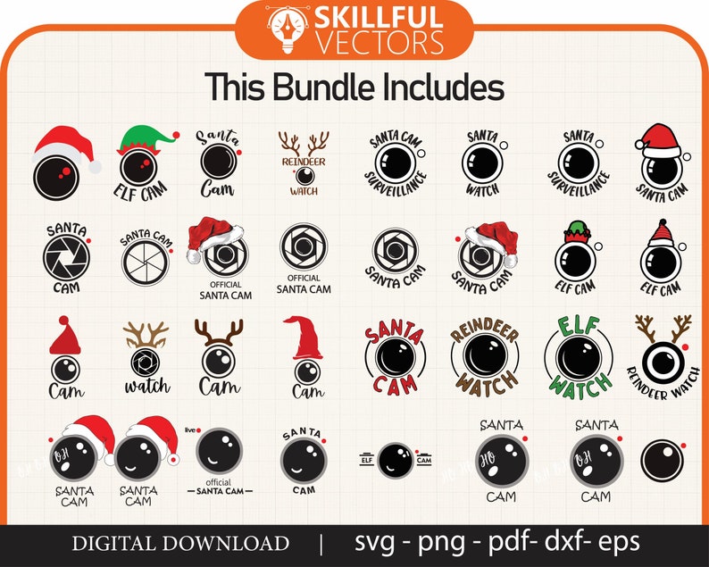 Santa Cam SVG Bundle: Christmas Surveillance Designs (digital Download ...