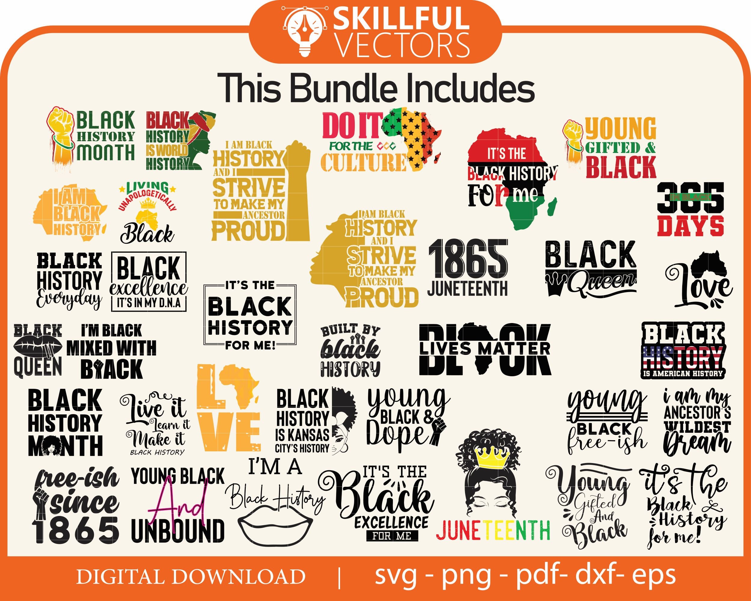 80 Black History Month SVG Bundle BHM Svg Bundle African - Etsy