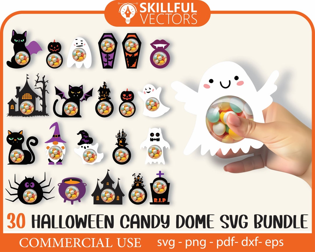 Halloween Candy Dome SVG Bundle: 30 Trick or Treat Designs (digital ...