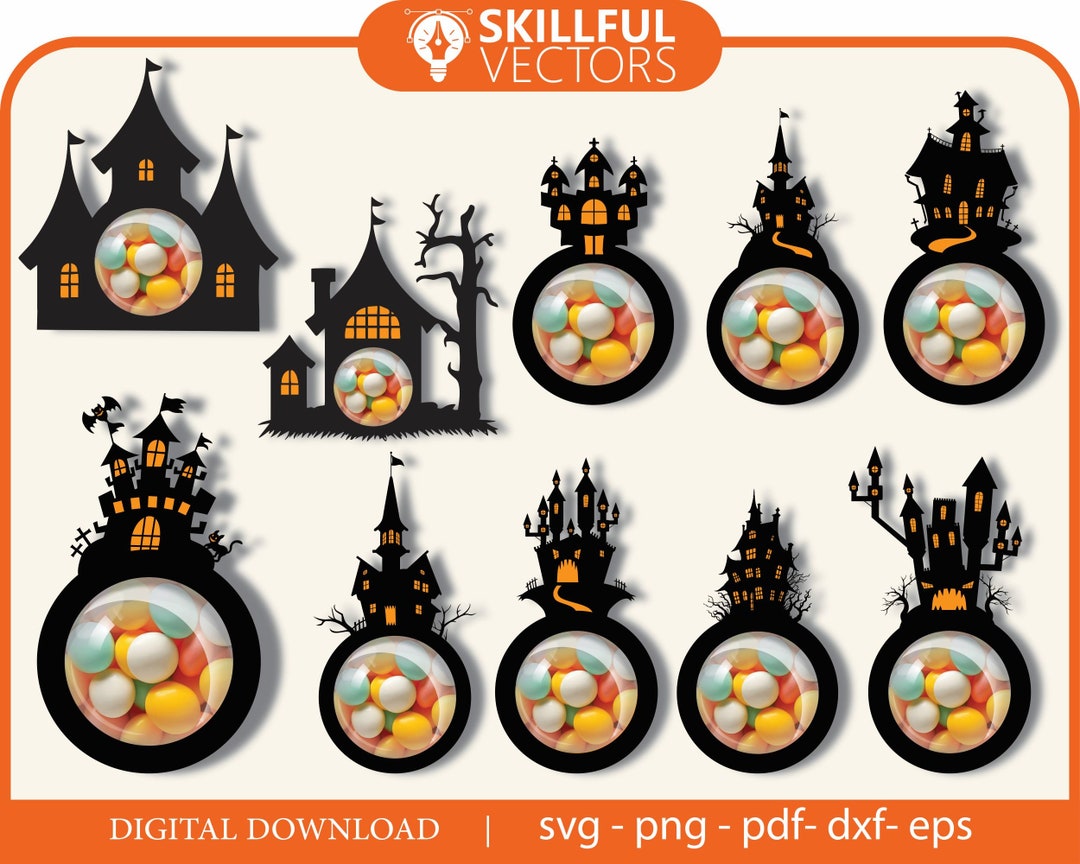 10 Halloween Haunted House Candy Dome SVG Bundle,haunted House Candy Dome Svg,halloween Candy ...