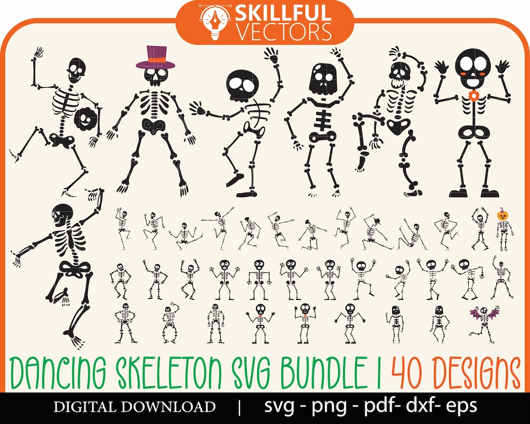 Dancing Skeleton SVG Bundle: 40 Halloween Designs (digital Download) - Etsy