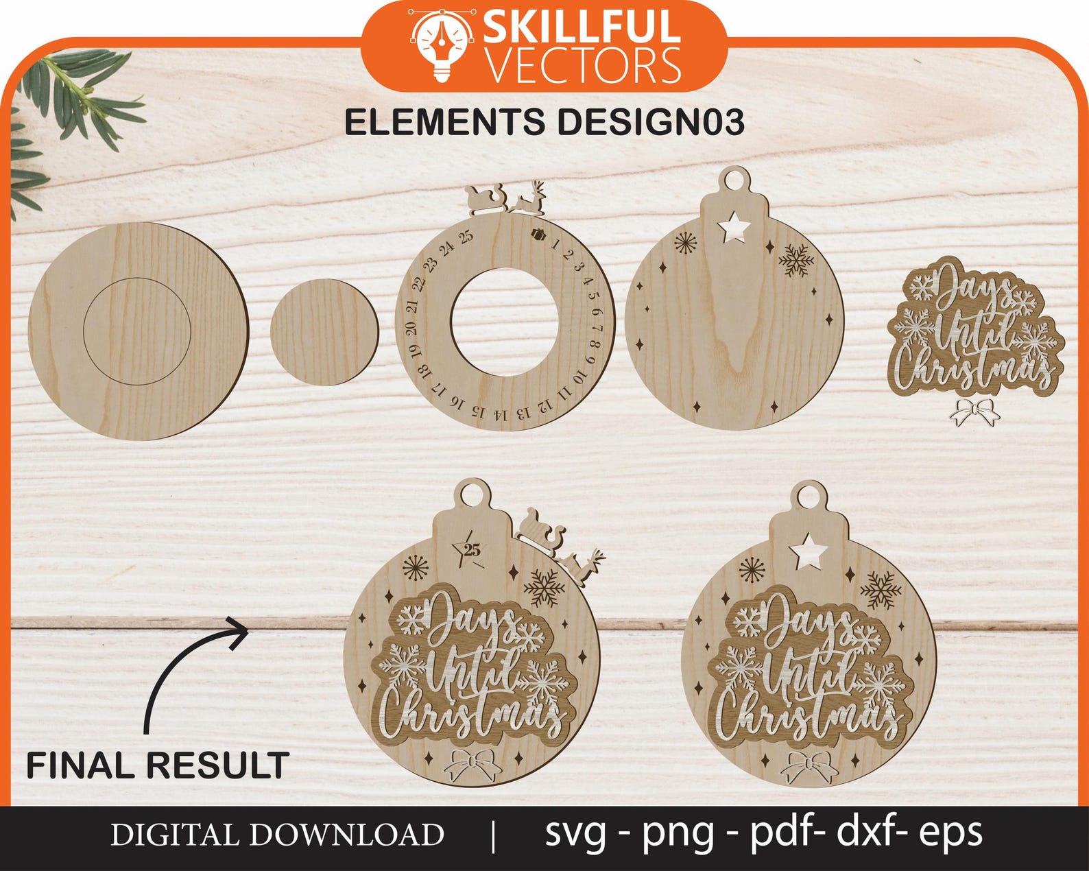 Christmas Countdown Calendar SVG: Farmhouse Laser Cut File (pack 8) - Etsy