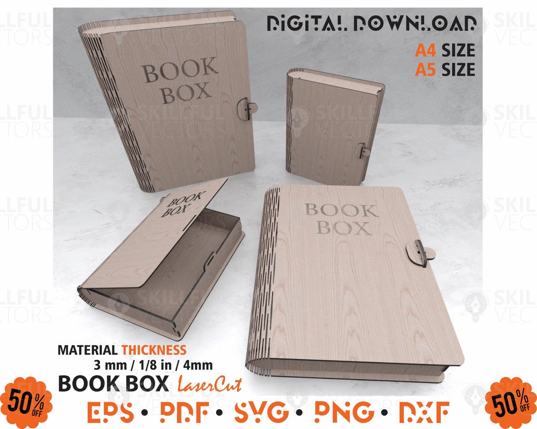 Laser Cut Book Box SVG Files: A4 & A5 Sizes (digital Download) - Etsy