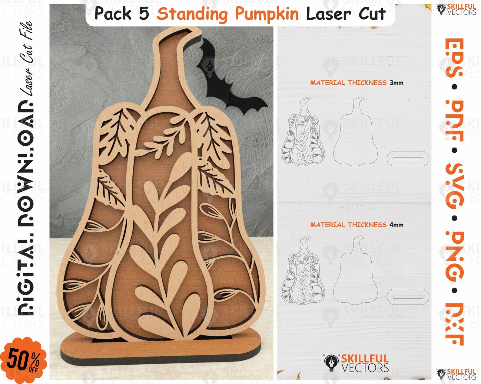 Standing Pumpkin Laser Cut Files: Autumn Tiered Tray SVG (digital ...