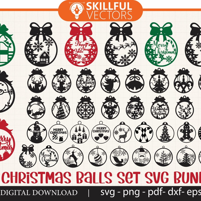 Christmas Balls Svg - Etsy