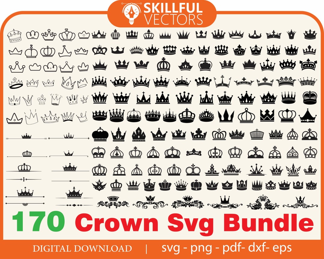 Royal Crown SVG Bundle: 170 Tiara Designs (digital Download) - Etsy