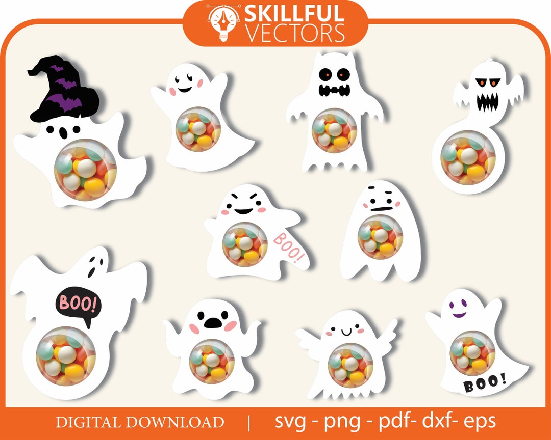 Halloween Ghost Candy Dome SVG Bundle: Party Favor Ornaments (digital ...