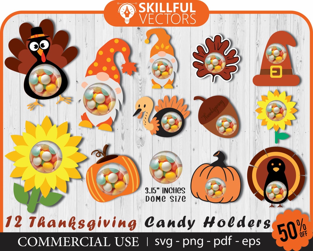 Thanksgiving Candy Dome SVG Bundle: Turkey, Fall Ornaments (digital ...