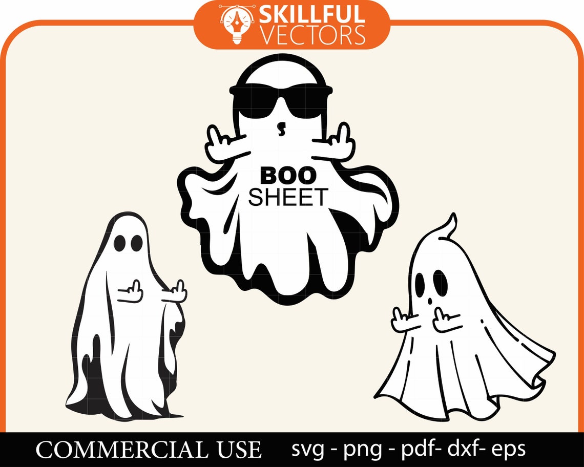 Ghost Middle Finger Svg Bundle Ghost Svg Png Halloween Svg - Etsy
