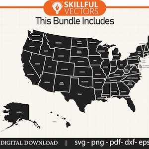 USA States SVG Bundle, 50 States SVG Bundle, Cut Files, Cricut, Clip ...