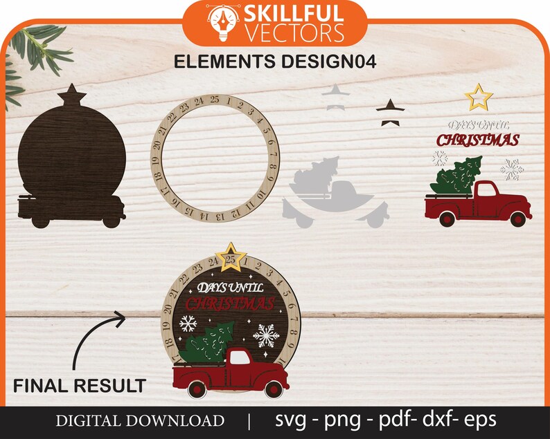 Christmas Countdown Calendar SVG: Farmhouse Laser Cut File (pack 8) - Etsy