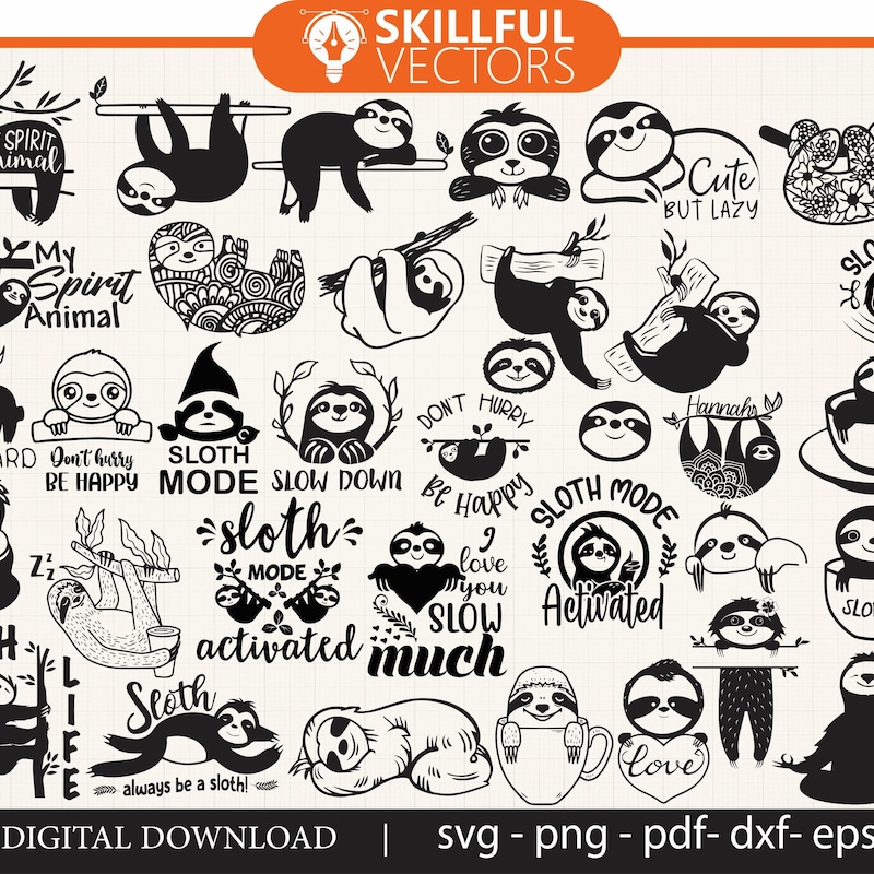 Cute Sloth Svg - Etsy