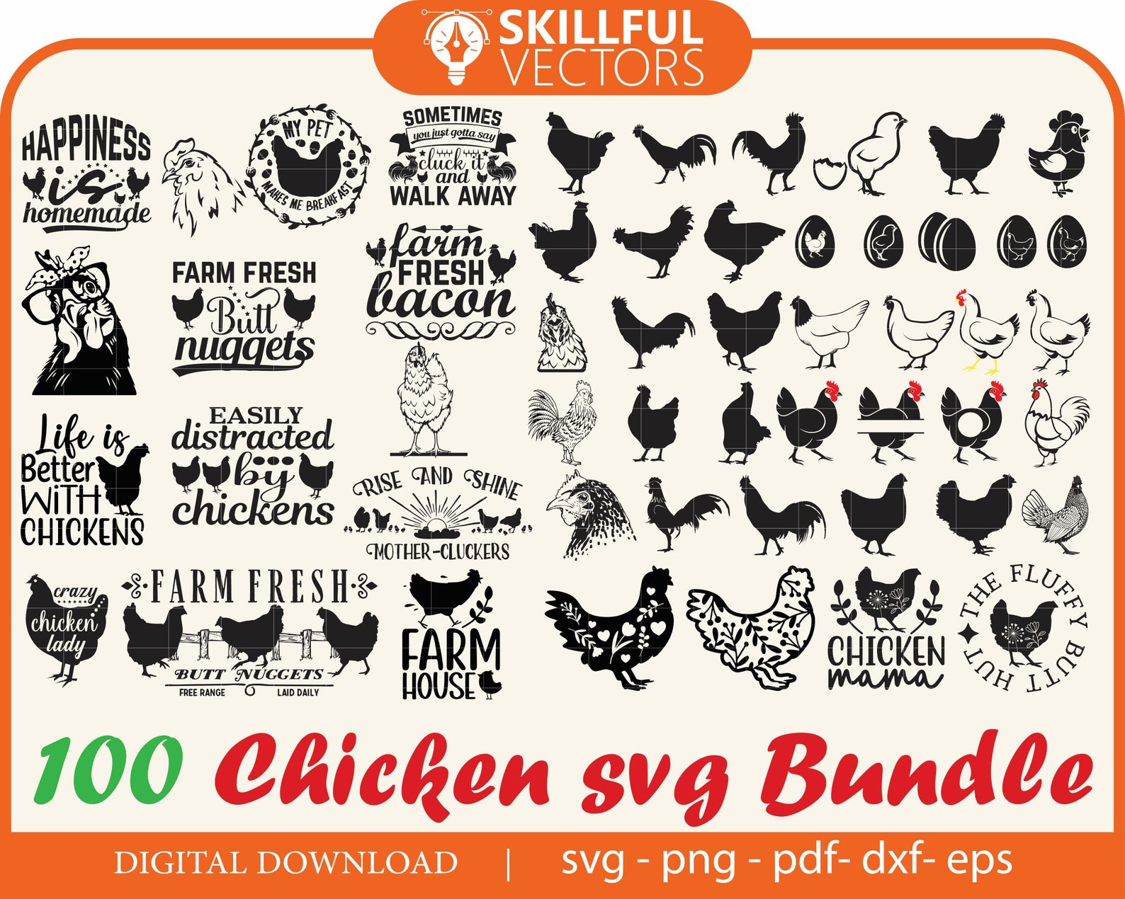 100 Chicken Svg Big Bundle Chicken Svg Rooster Svg Chicken - Etsy Canada