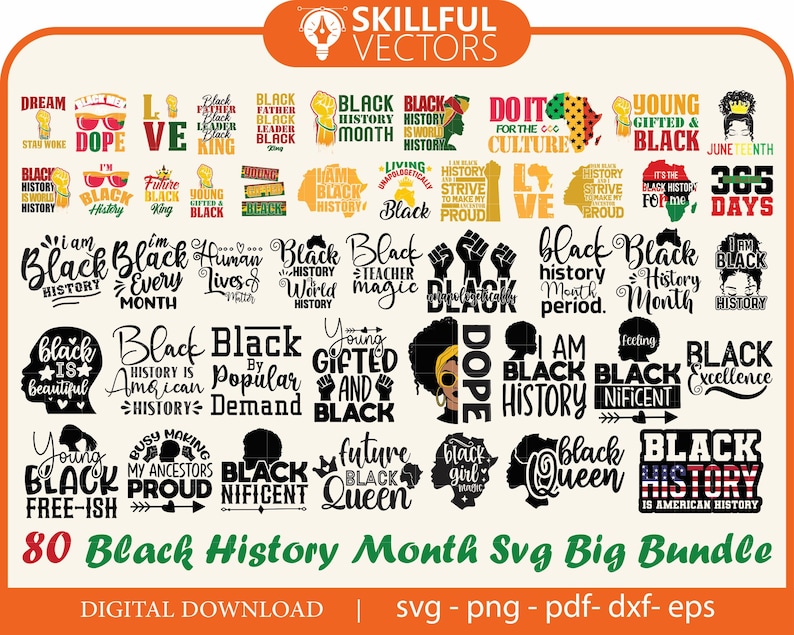 80 Black History Month Svg Bundle Bhm Svg Bundle African Etsy