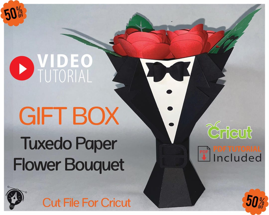 Tuxedo Paper Flower Bouquet SVG: Valentine's/father's Day Gift (digital ...