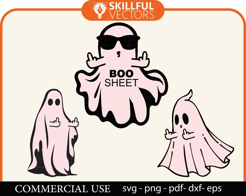 Ghost Middle Finger Svg Bundle Ghost Svg Png Halloween Svg - Etsy