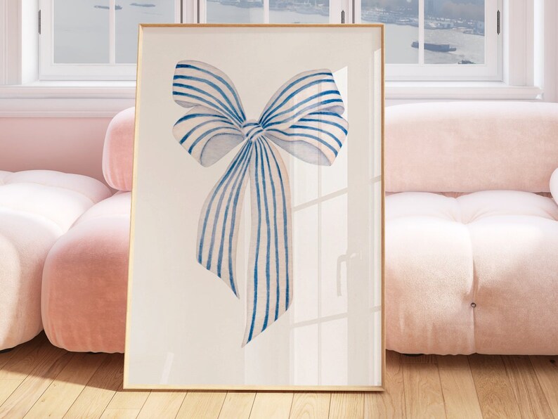 Coquette Preppy Blue White Striped Bow DIGITAL DOWNLOAD Coastal Cowgirl ...