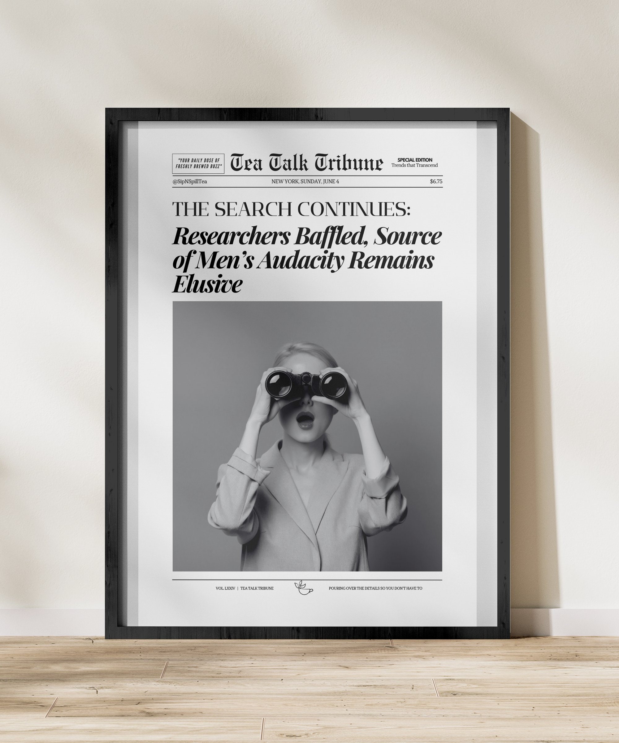 Where Do Men Get Audacity Trendy Newspaper Print, It Girl Dorm Retro ...