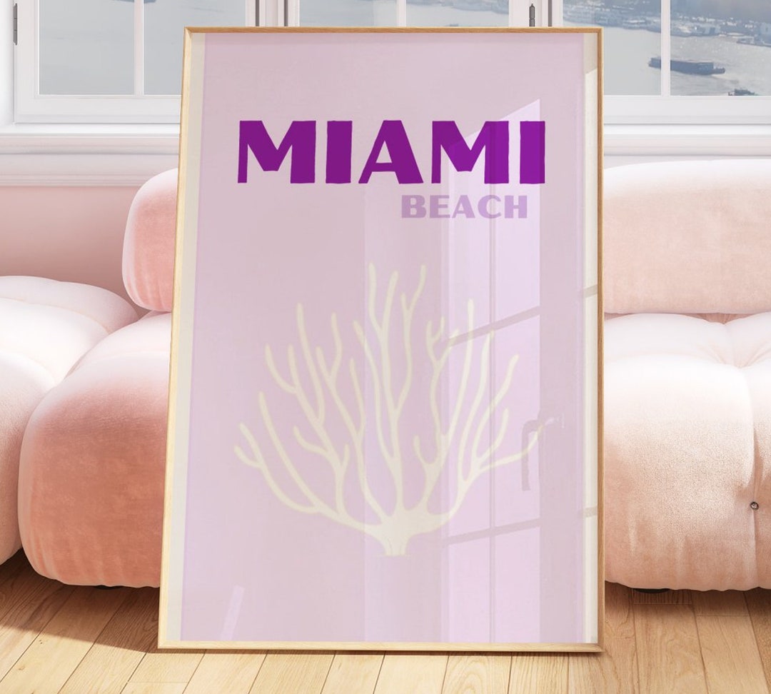 Lilac Miami Beach Preppy Digital Print, Lavender Purple Digital ...
