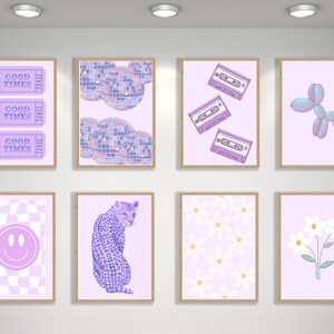 Preppy Lilac Gallery Set of 16 Digital Prints, Lavender Purple Teen ...