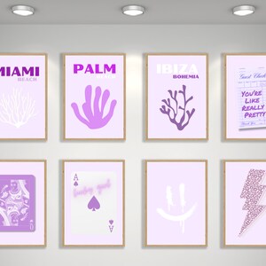 Preppy Lilac Gallery Set of 16 Digital Prints, Lavender Purple Teen ...