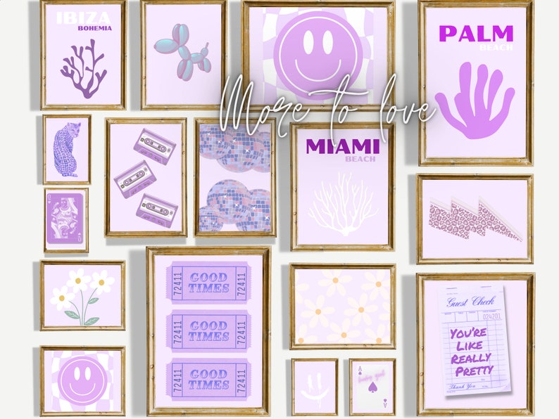 Lilac Coquette Daisies Pattern Digital Print, Preppy Lavender Purple ...