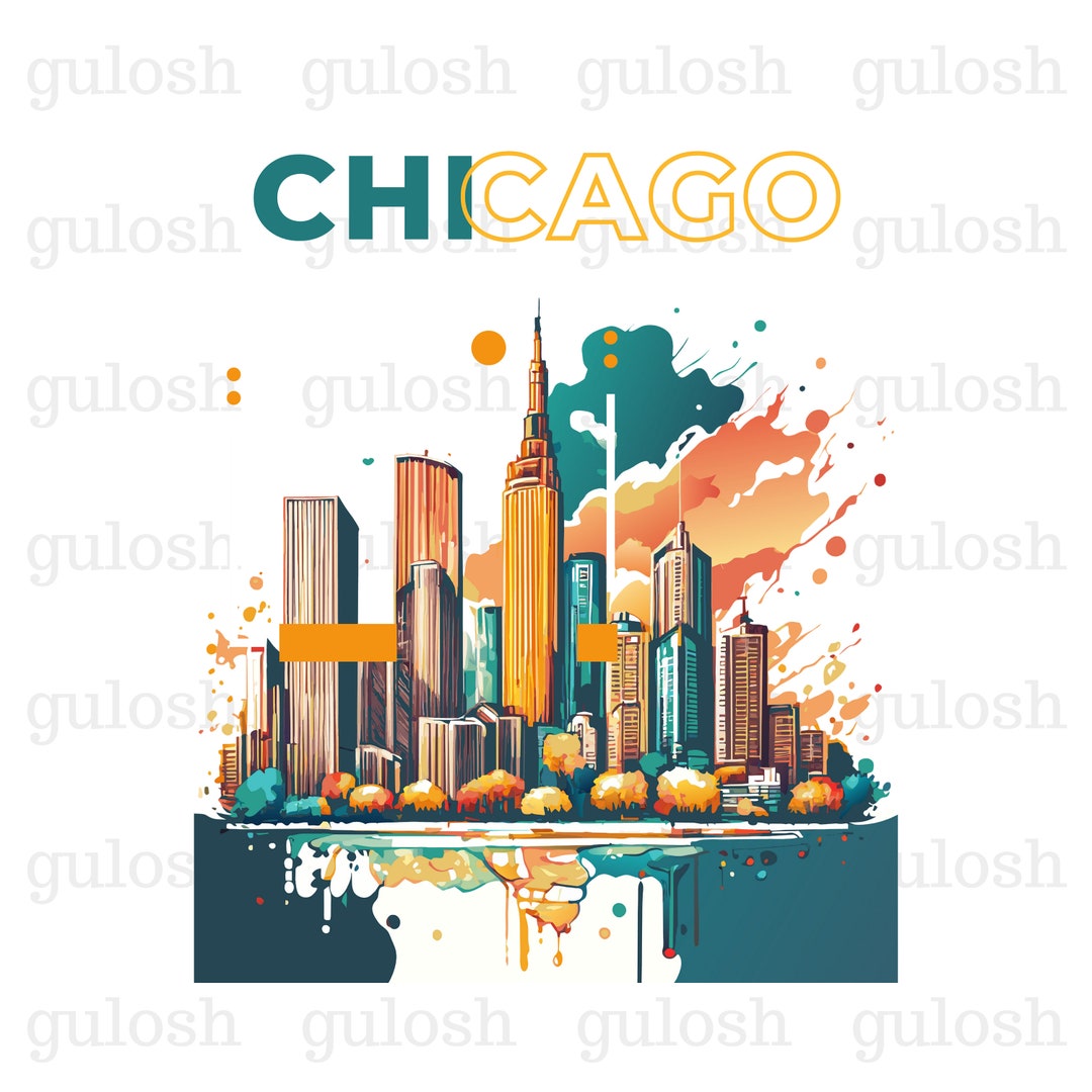 Chicago Digital PNG & SVG, Chicago Skyline for Cricut Design Space ...