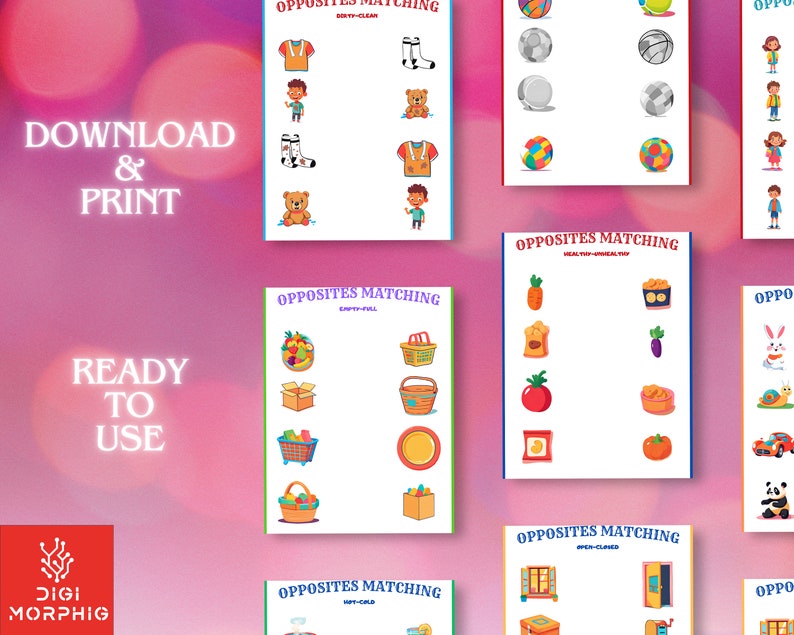 Opposites Matching Pages Special Education, Preschool, Homeschool Busy ...