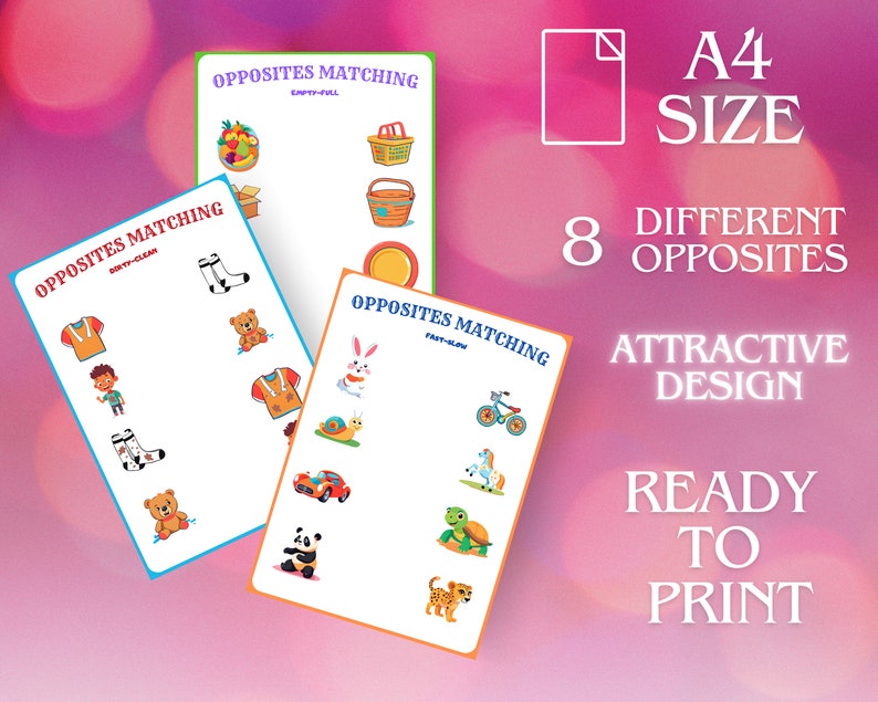 Opposites Matching Pages | Special Education, Preschool, Homeschool ...