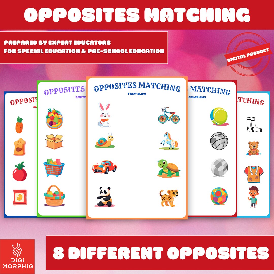 Opposites Matching Pages Special Education, Preschool, Homeschool Busy ...