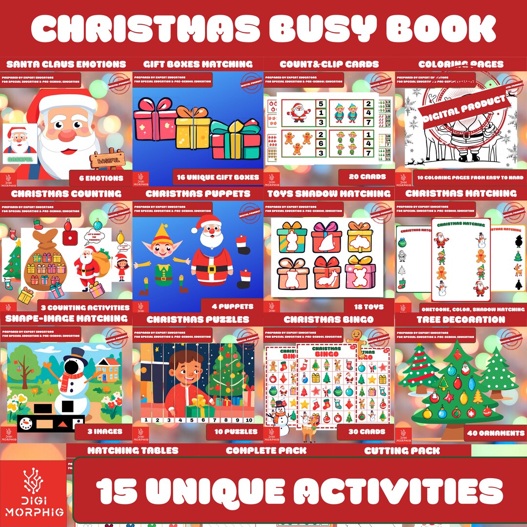 Christmas Busy Book 15 Unique Activity Counting, Matching, Coloring ...